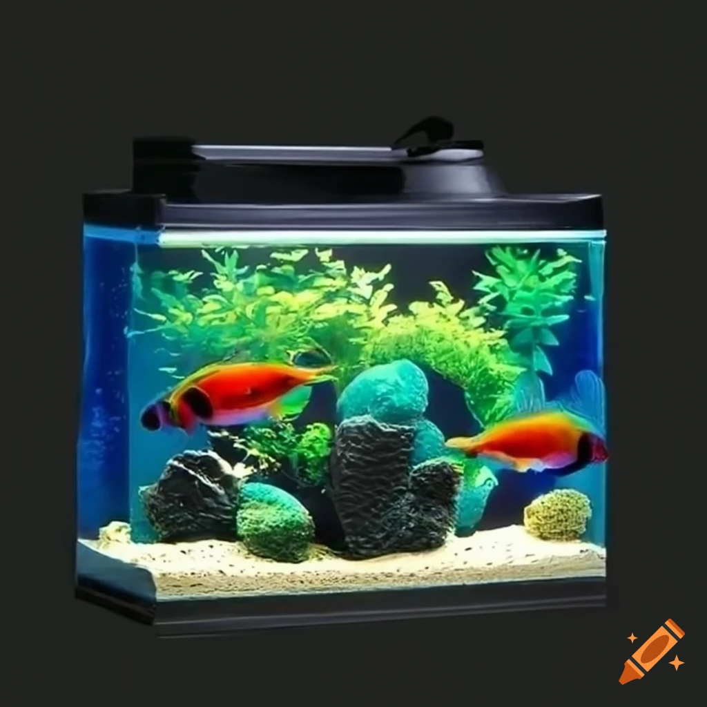 Nonocube fish tank with neon fishes on Craiyon