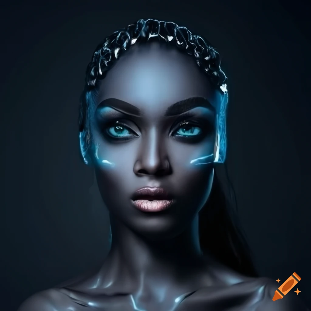 Beautiful woman in white futuristic outfit with seductive gaze on Craiyon