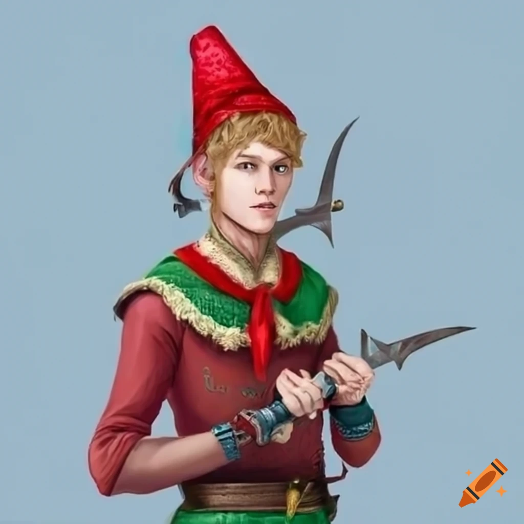 Skillful elf with daggers in the snow