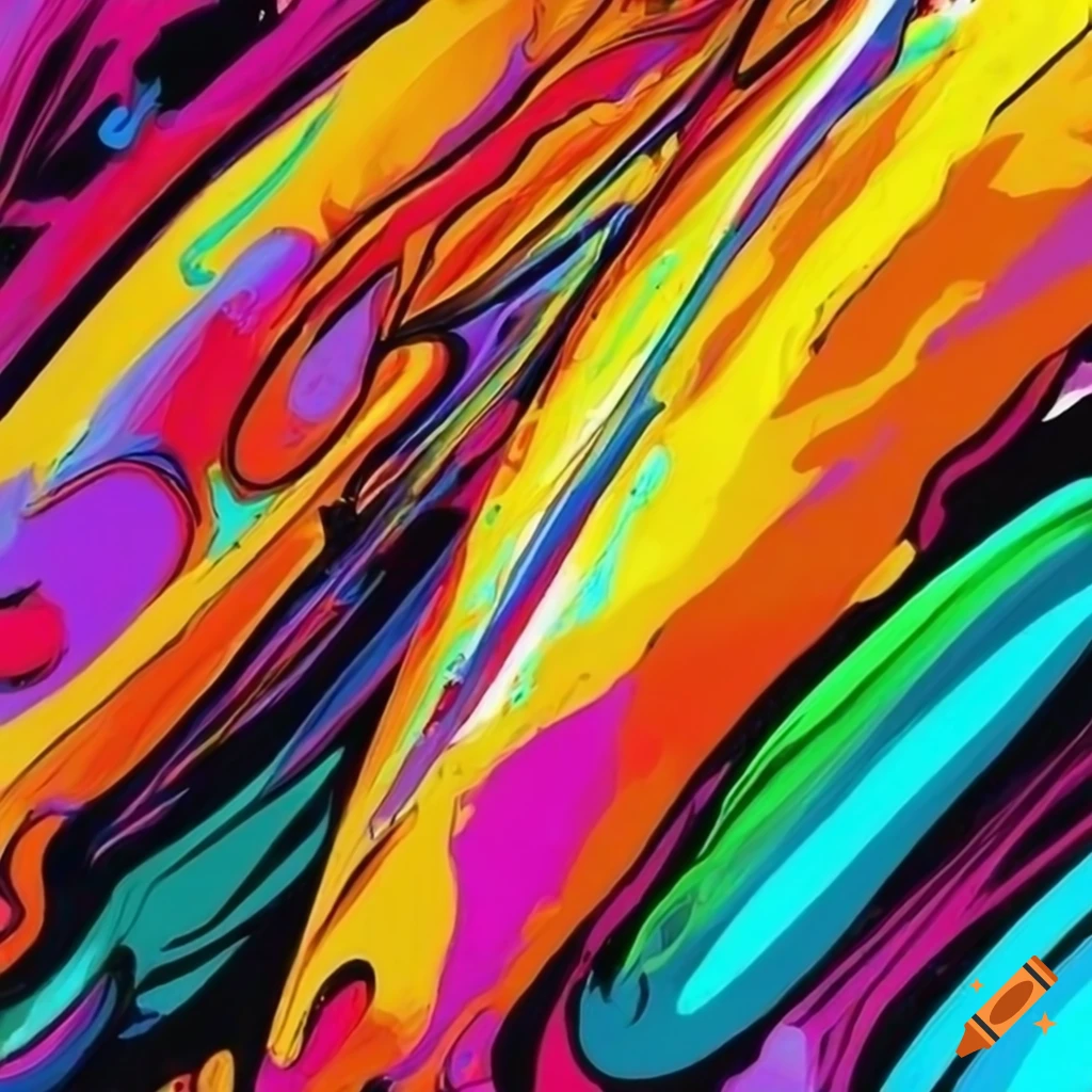 Colorful abstract pop art painting of lines and elements on Craiyon