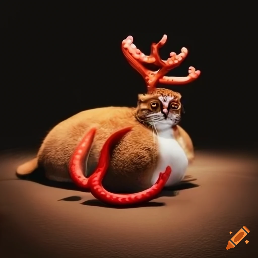 Orange cat, fat reindeer, normal shark, red octopus on Craiyon