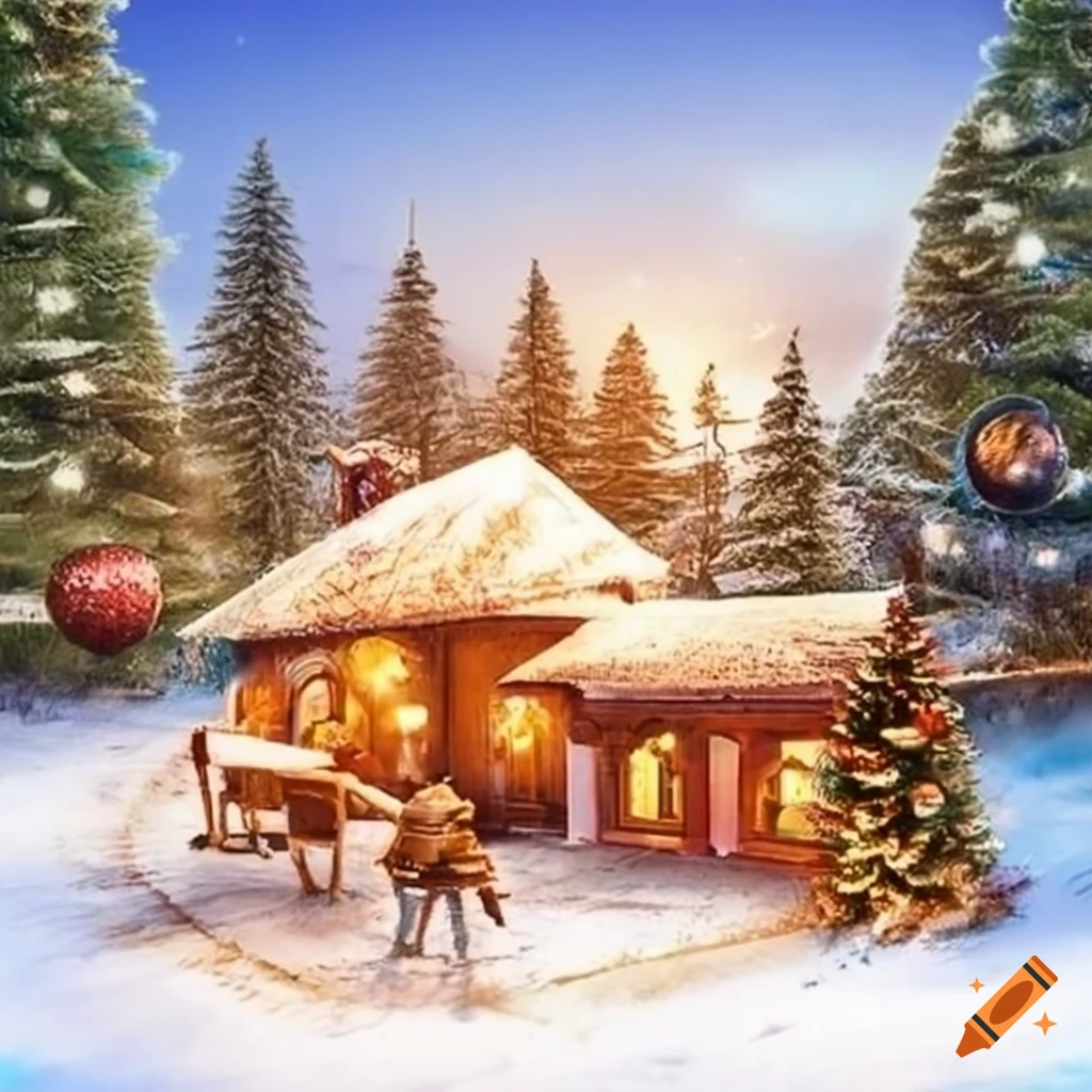Idyllic christmas scene on Craiyon