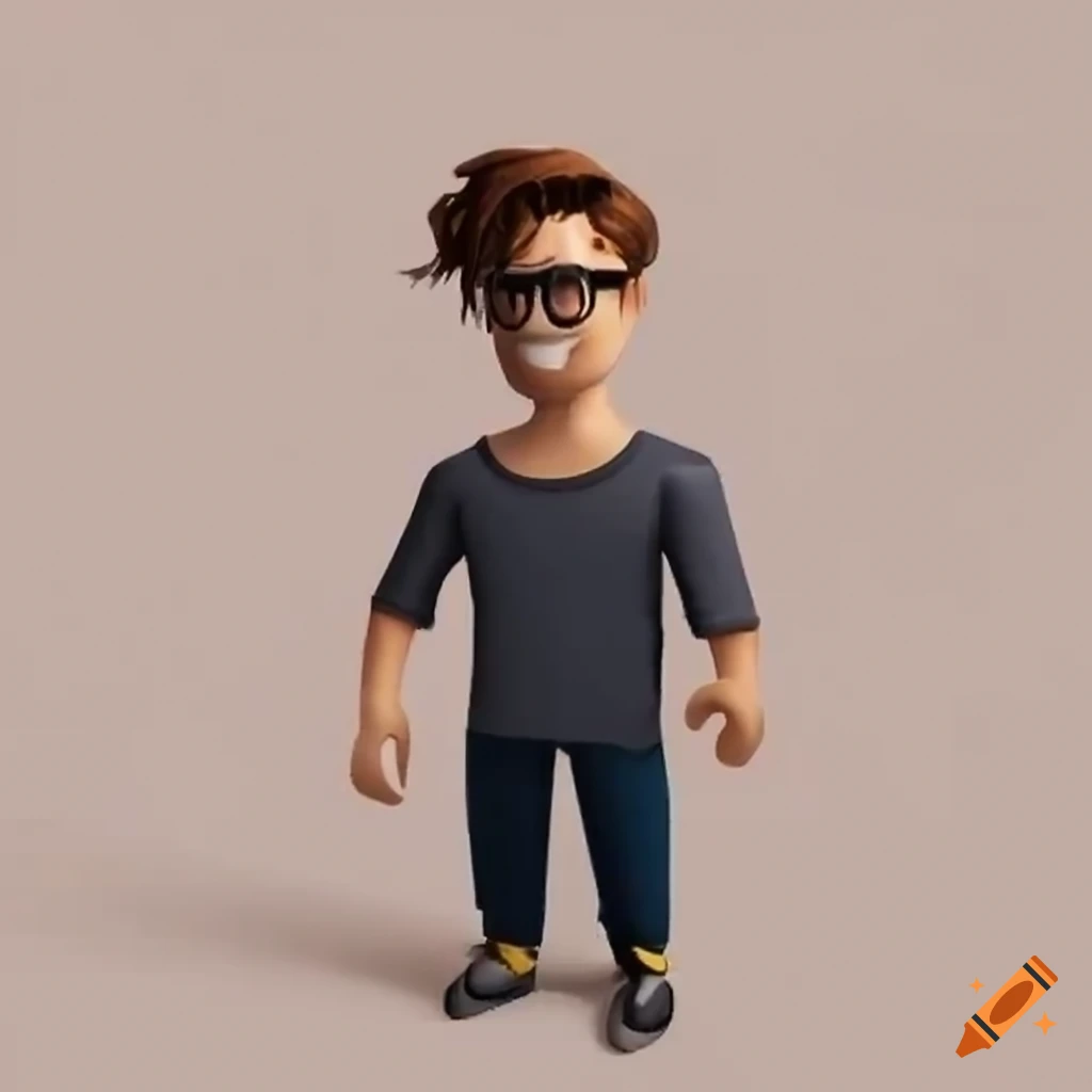 Young guy with glasses playing roblox on Craiyon