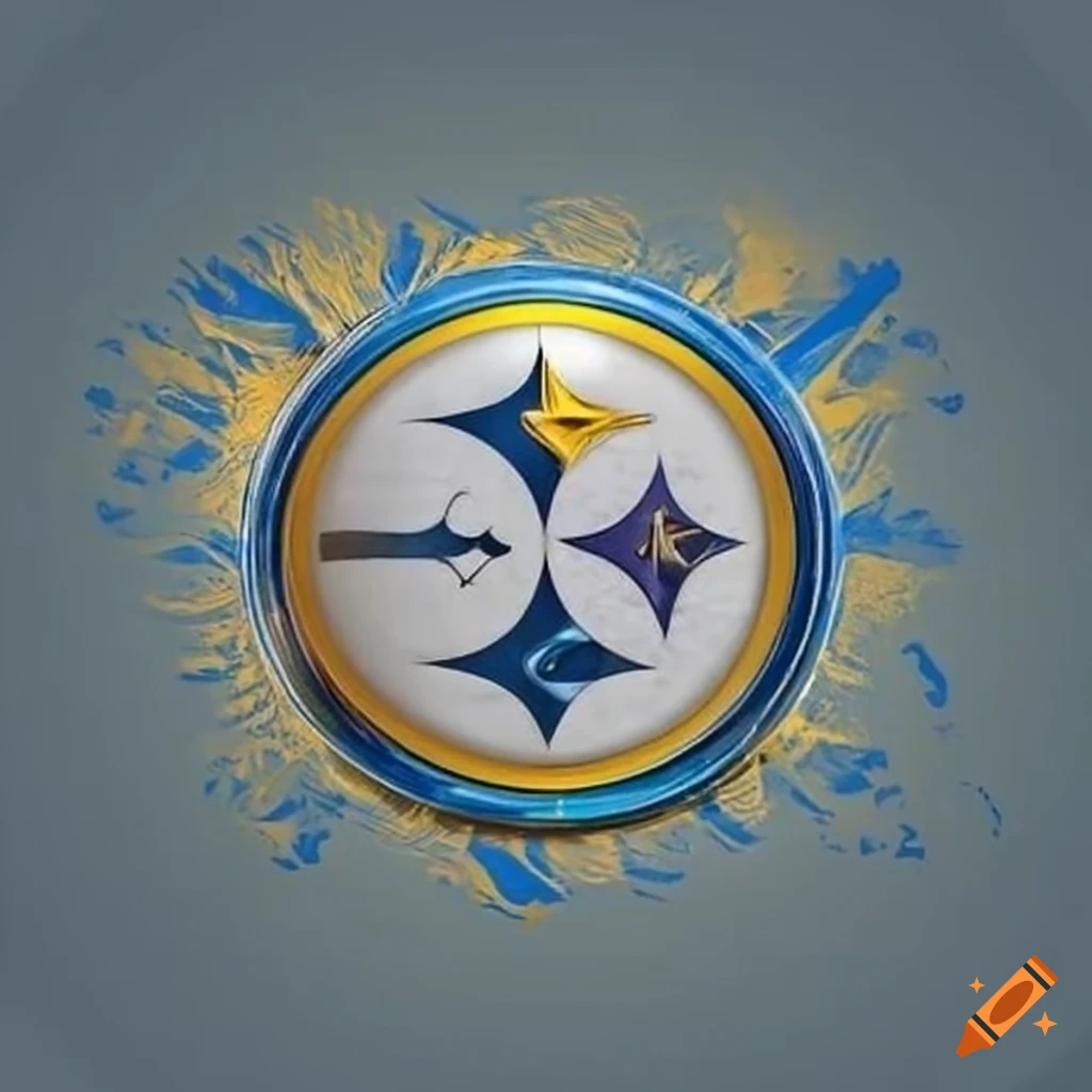 Steelers logo merged with a kingfisher in blue and gold on Craiyon