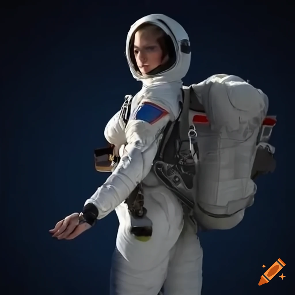 Female in a space suit skydiving on Craiyon