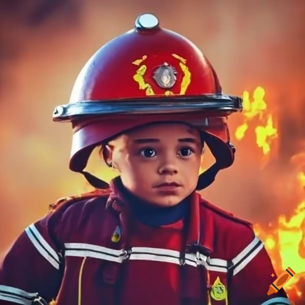 Firefighter kids breaking a ladder and pipes on Craiyon