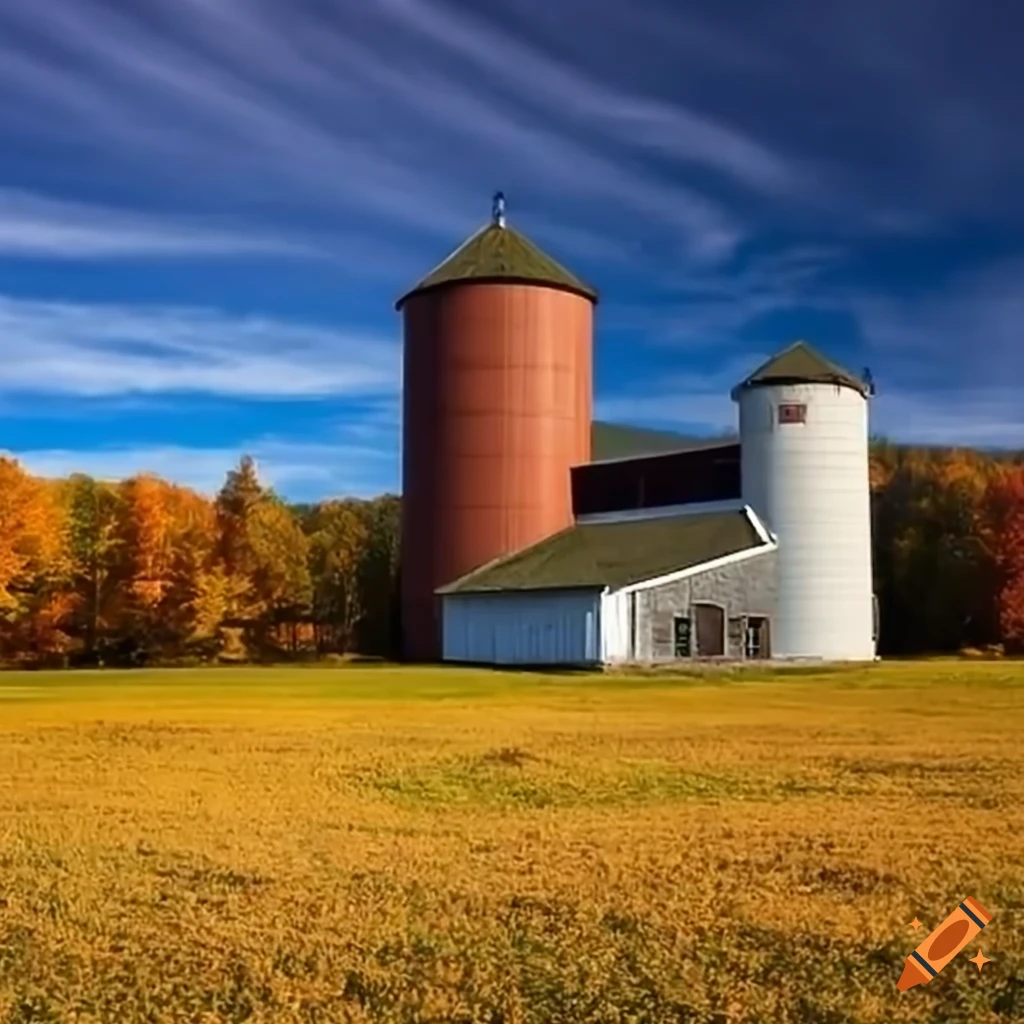 Beautiful fall foliage, countryside, and mountain scenery with large ...