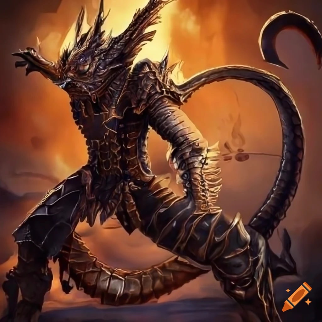 Man in dragon armor with dragon sword on Craiyon