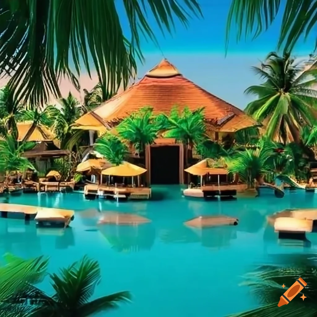 Tropical resort on Craiyon