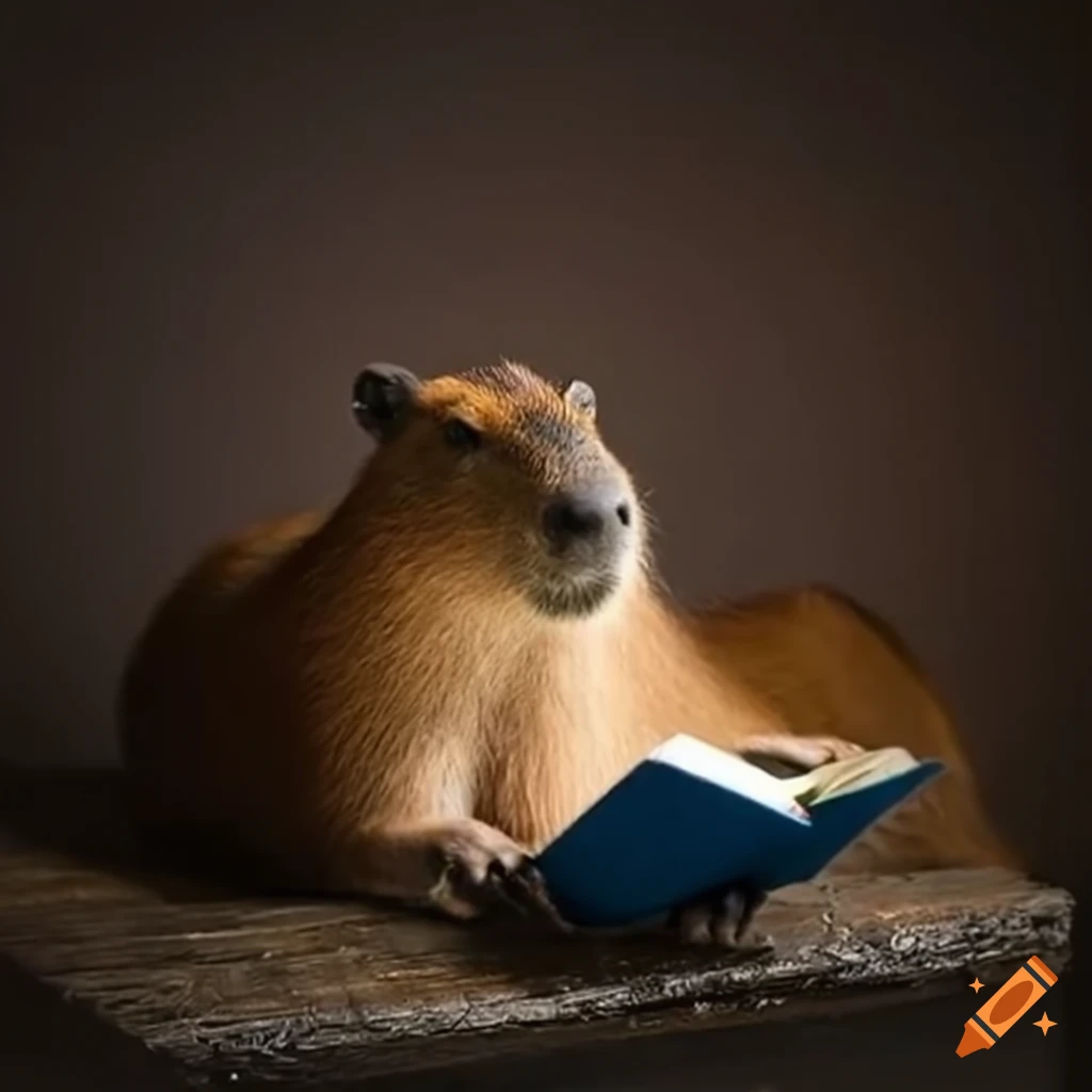 Capybara reading books