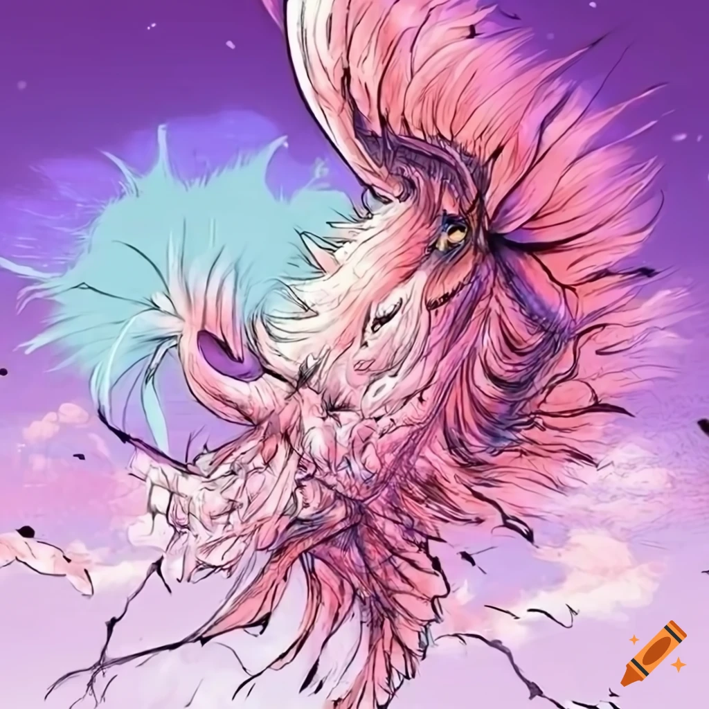 Manga style kite feather monster with cell-shading from the 90s on Craiyon