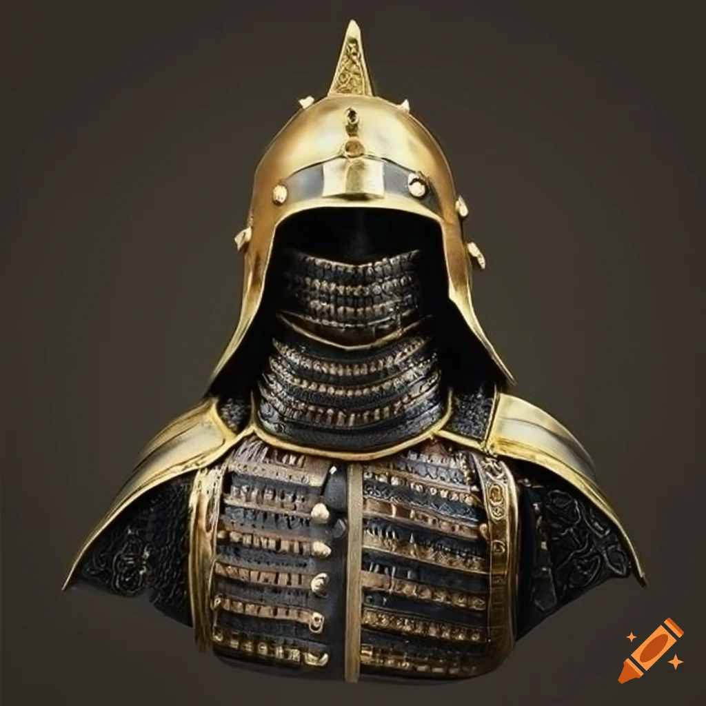 Fantasy medieval knight armor set in black and gold colors