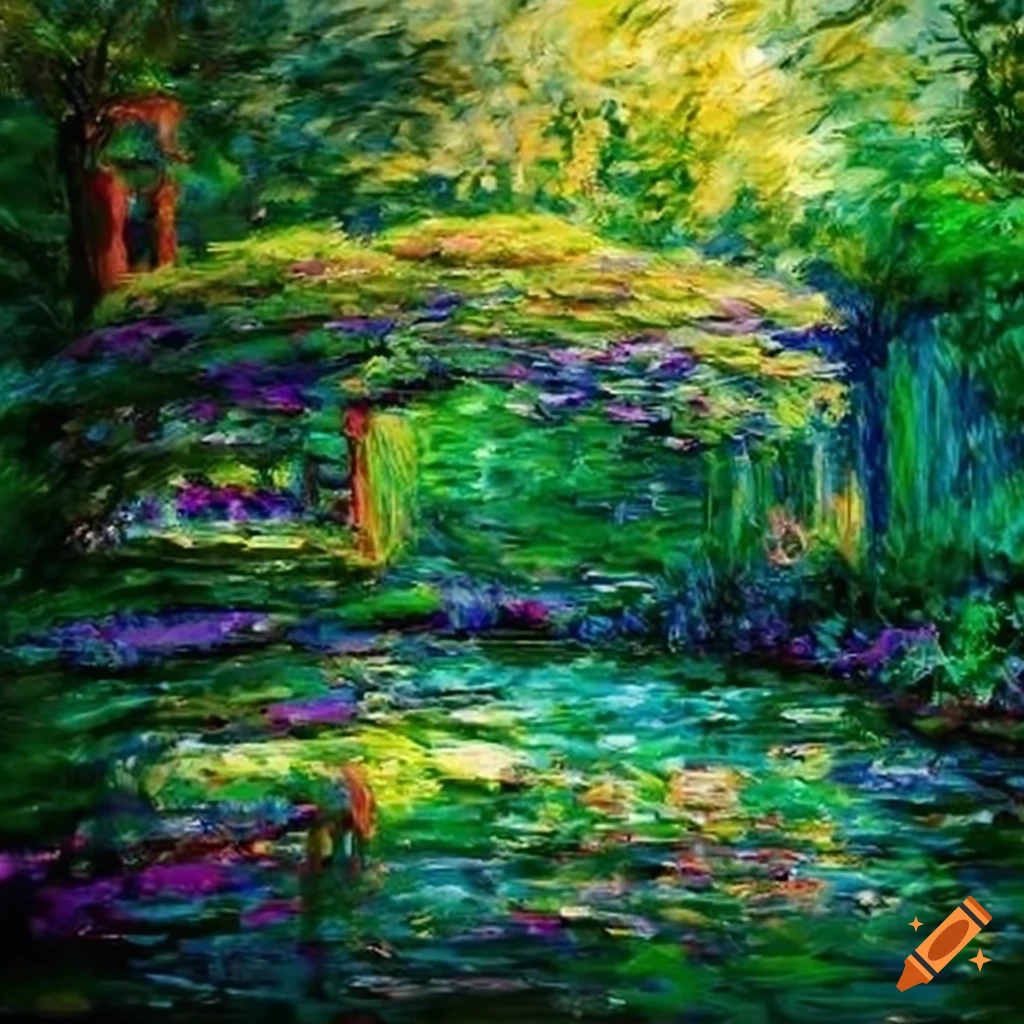 Monet-inspired tree in a lush garden on Craiyon