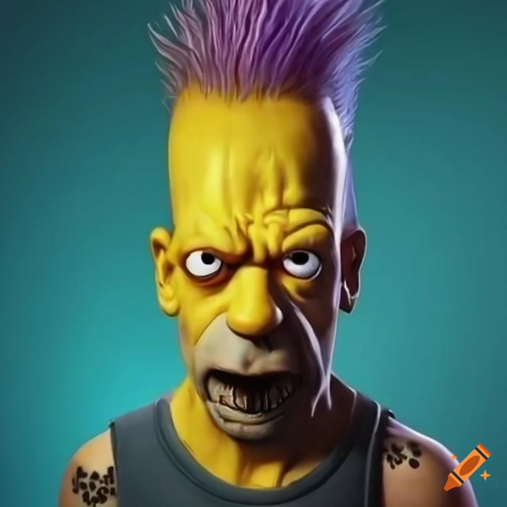 Punk rock interpretation of homer simpson on Craiyon