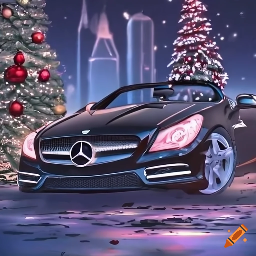 Black mercedes slk r172 with a christmas tree