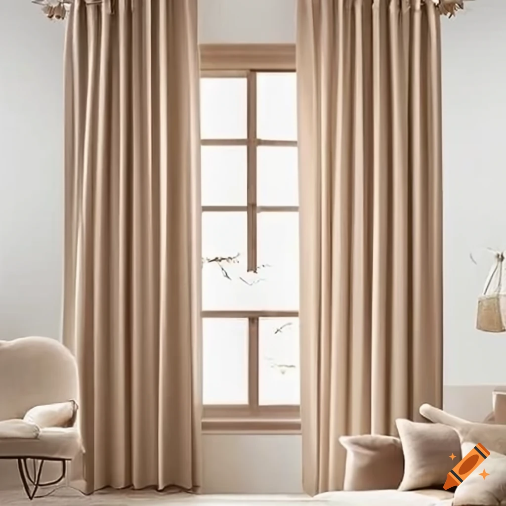 Cortina de alta calidad color crema o hueso on Craiyon