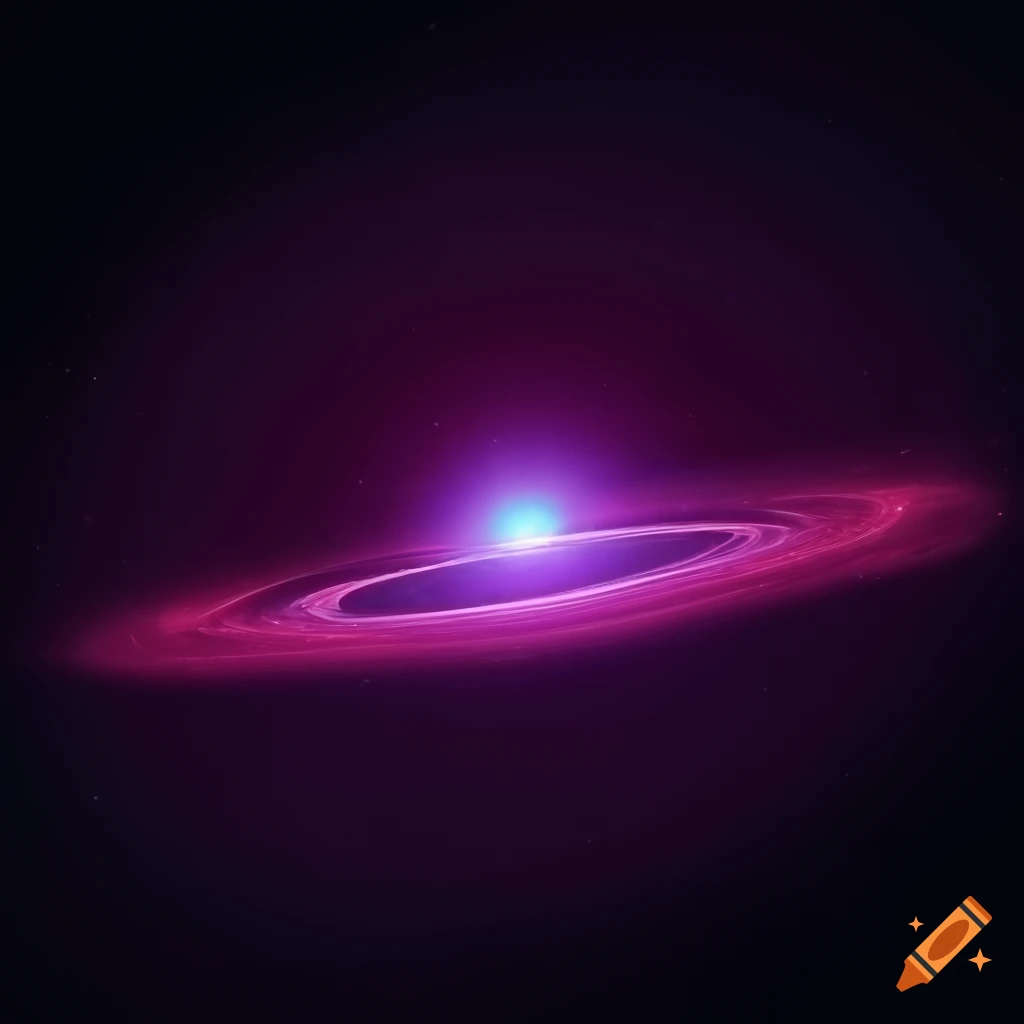 Sci-fi space scene with exotic planets orbiting a black hole and a ...