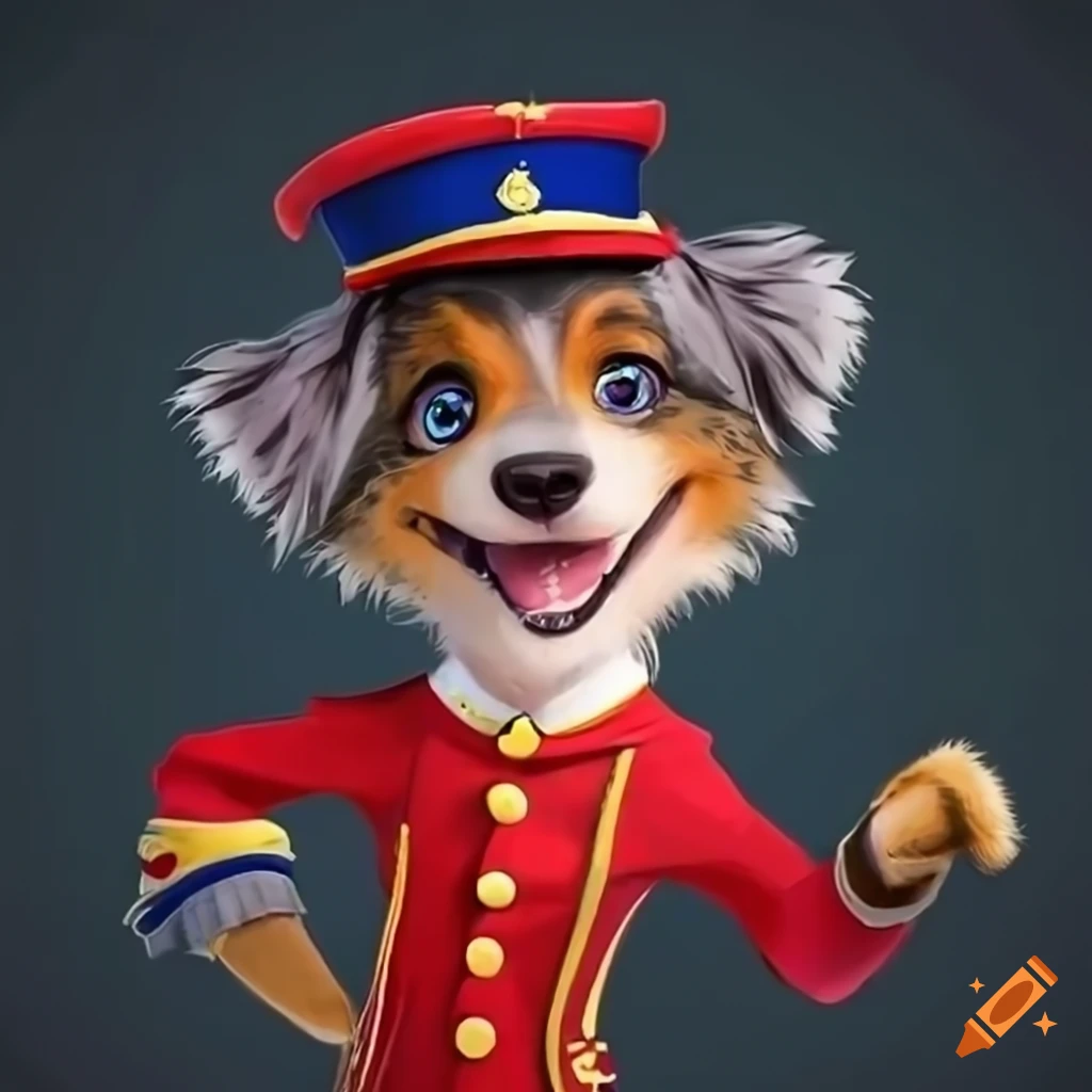 Male anthro Australian Shepherd in red Bellhop Uniform in Zootopia ...