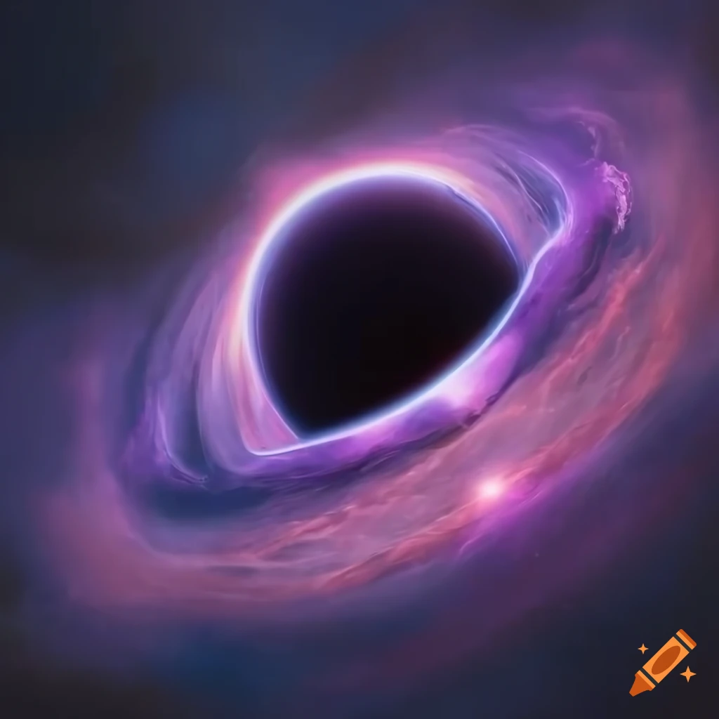 Wide shot of a sci-fi space scene with exotic planets orbiting a black ...