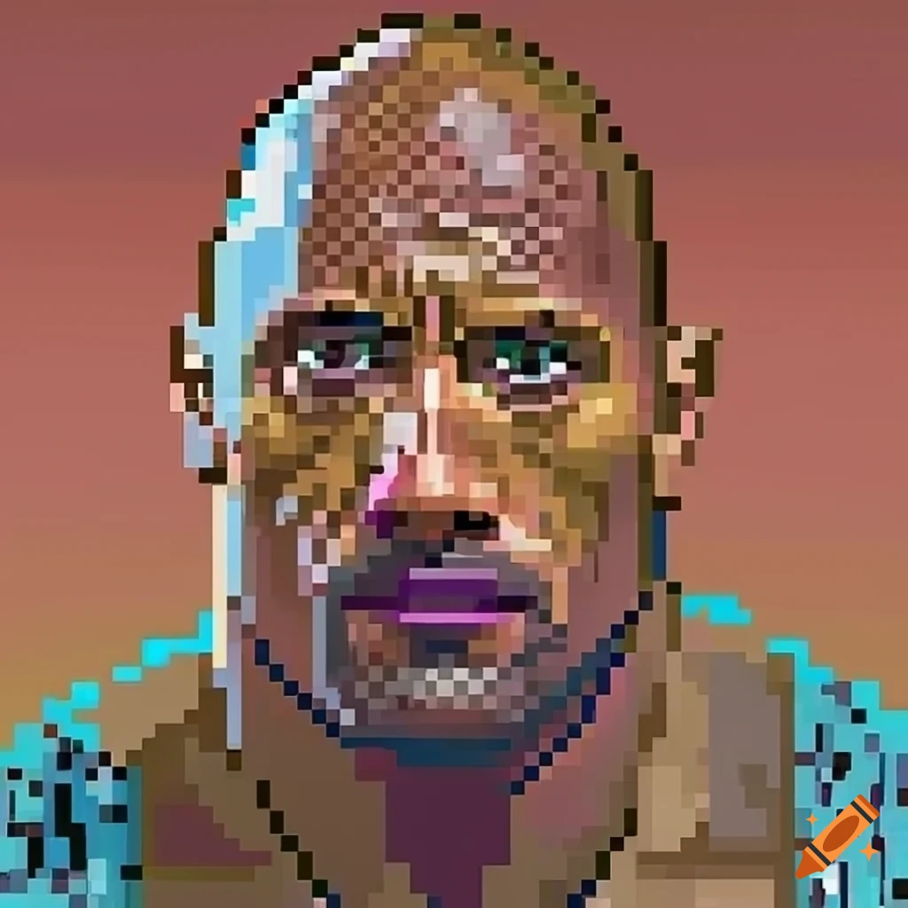 Pixel artwork of dwayne johnson in 2d digital art on Craiyon