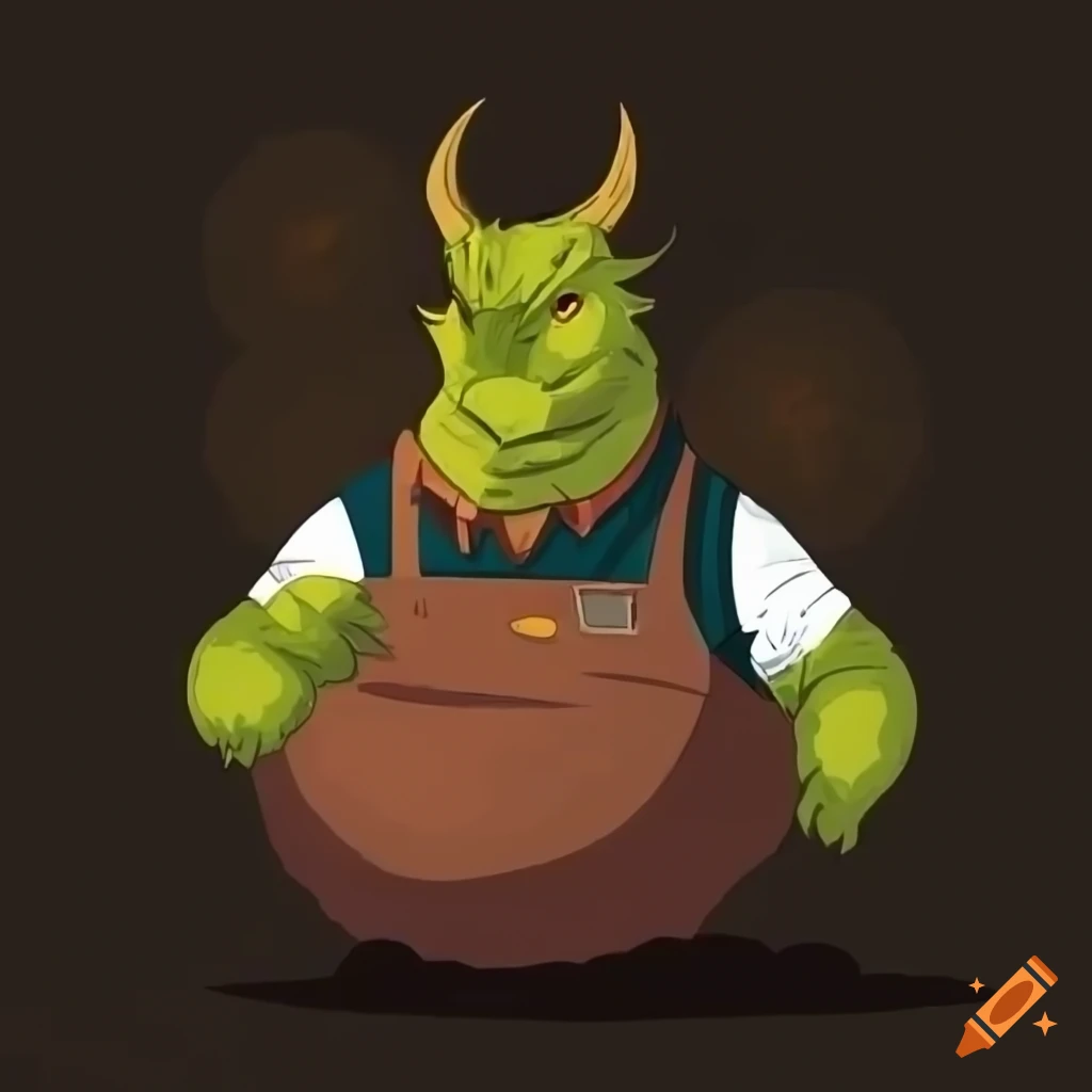 Friendly dragonborn chef serving customers in a fantasy tavern on Craiyon