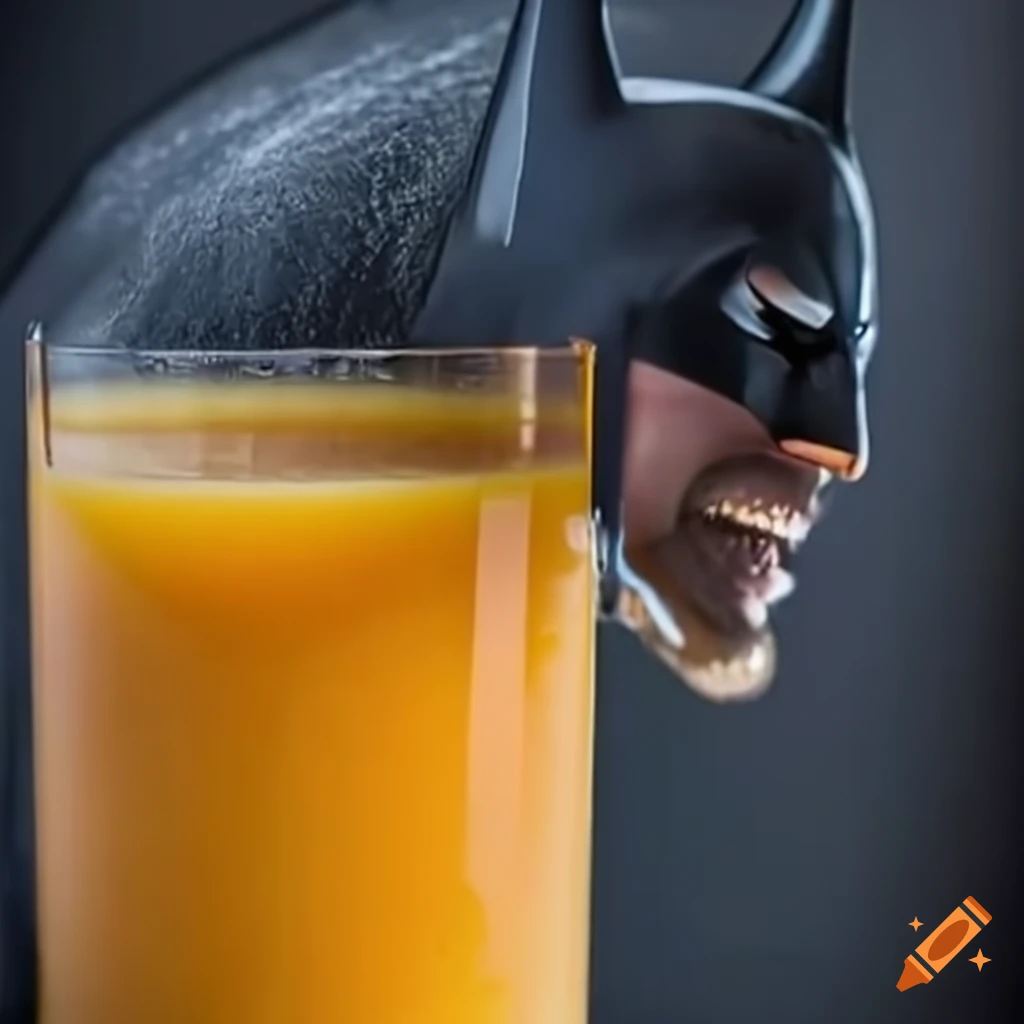 Batman drinking orange juice on Craiyon
