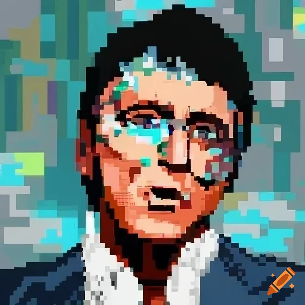 Pixel tony montana digital 2d artwork on Craiyon