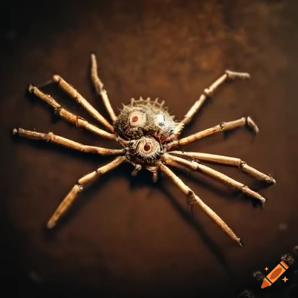 Steampunk spider seen from above