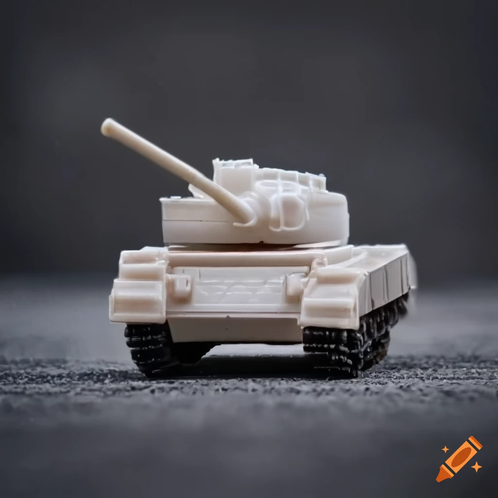 Vintage white toy army plastic tank