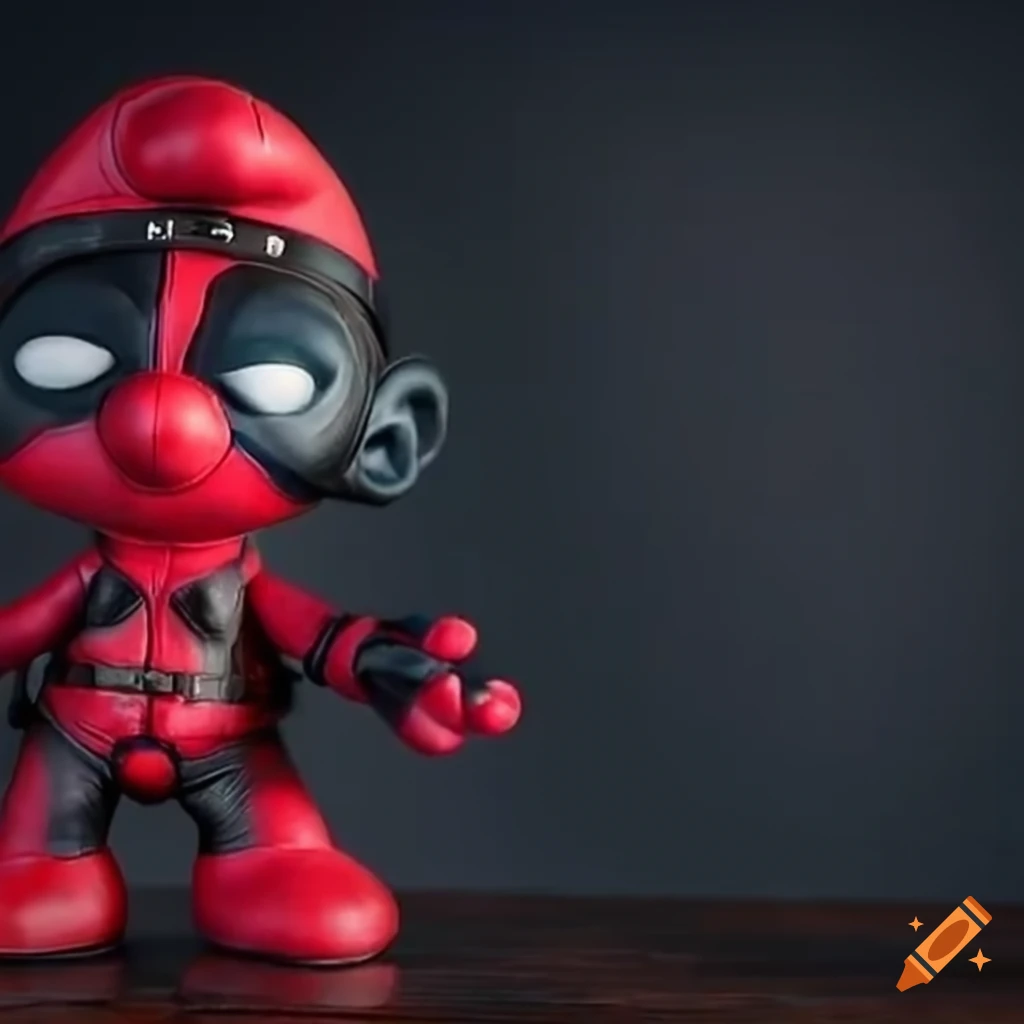 Funny mashup of Deadpool and a Smurf character on Craiyon