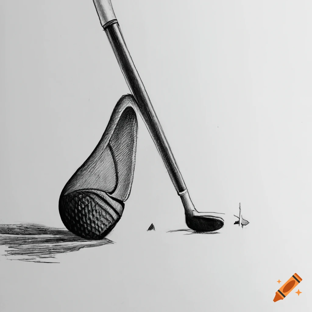 Pencil drawing of a golf club