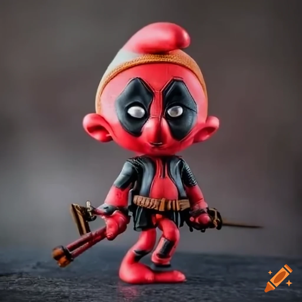 Funny mashup of deadpool and a smurf character on Craiyon