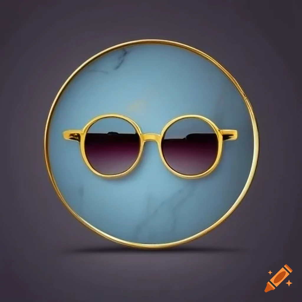 Circle sunglasses with gold frames on a marble table