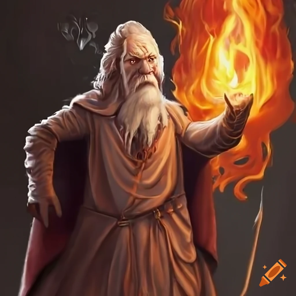 Realistic fire wizard on Craiyon