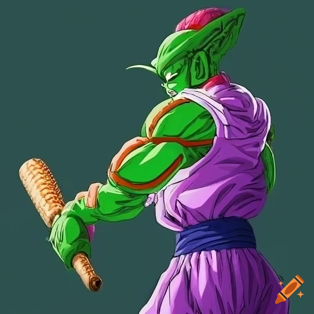 Piccolo from dbz with a baseball bat on Craiyon