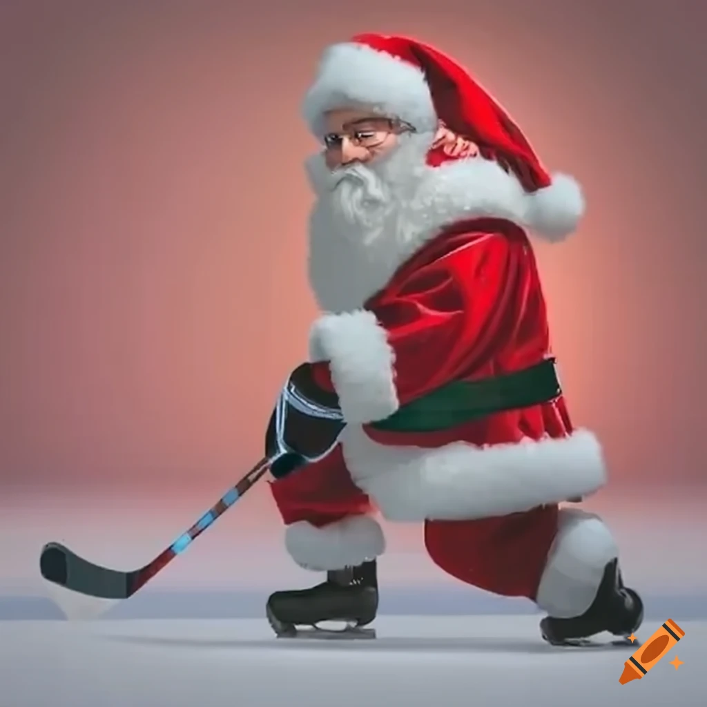 Santa claus playing hockey on Craiyon