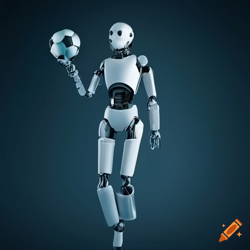 3d robot holding a soccer ball on Craiyon