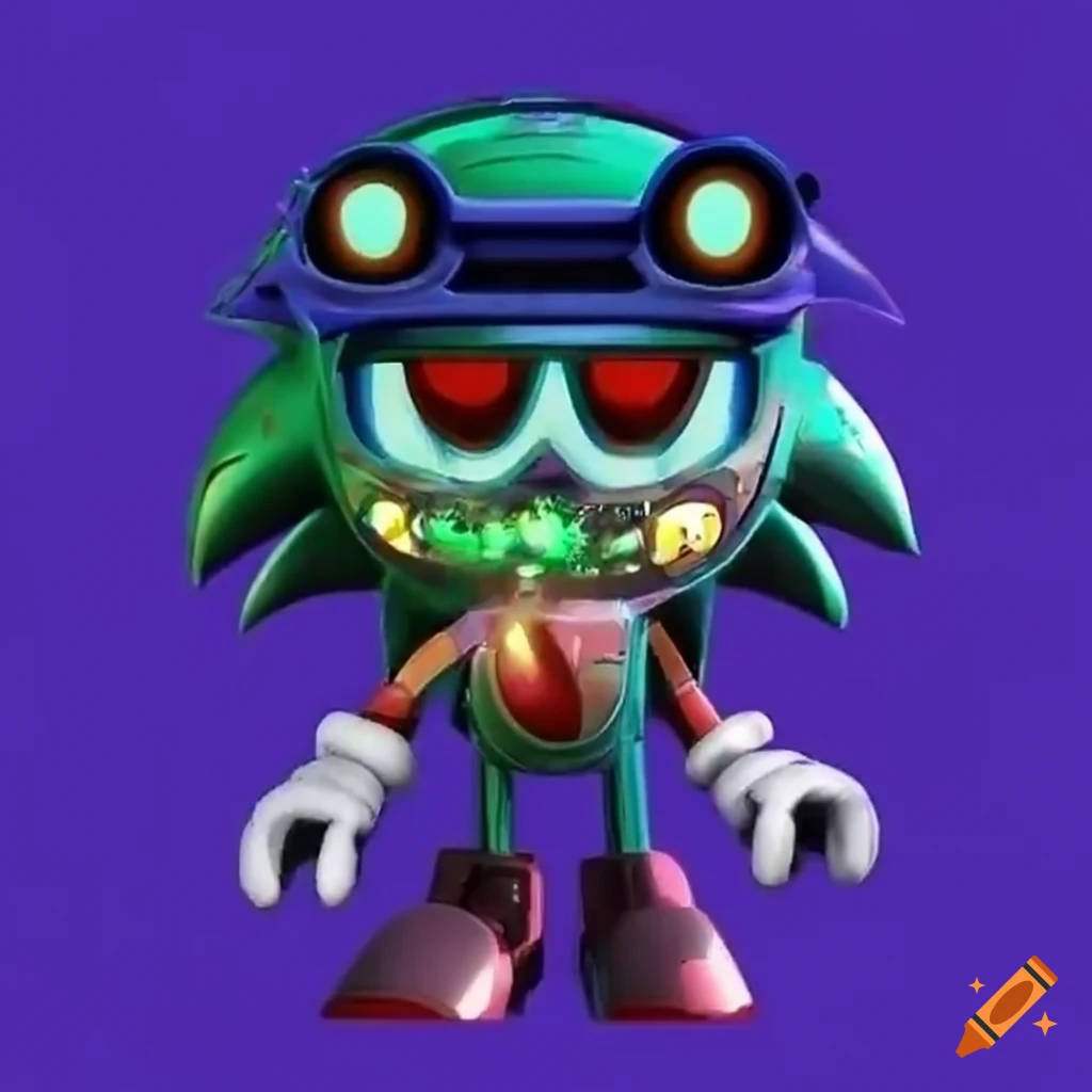 Zombie sonic with high-tech goggles in a sci-fi setting, machine head ...