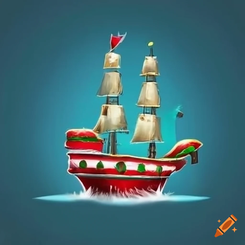 Three ships in a logo style on Craiyon