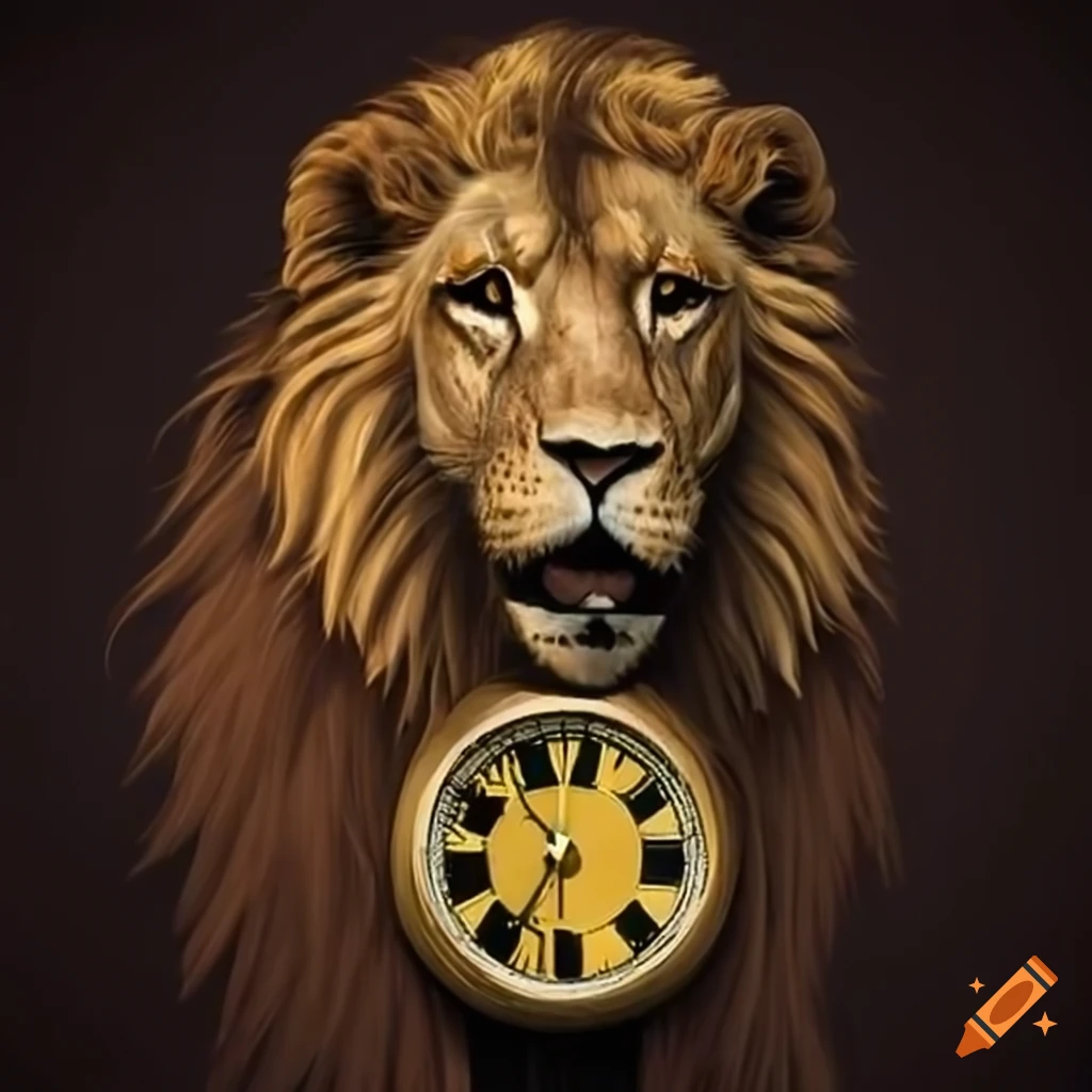 Lion with a clock on Craiyon