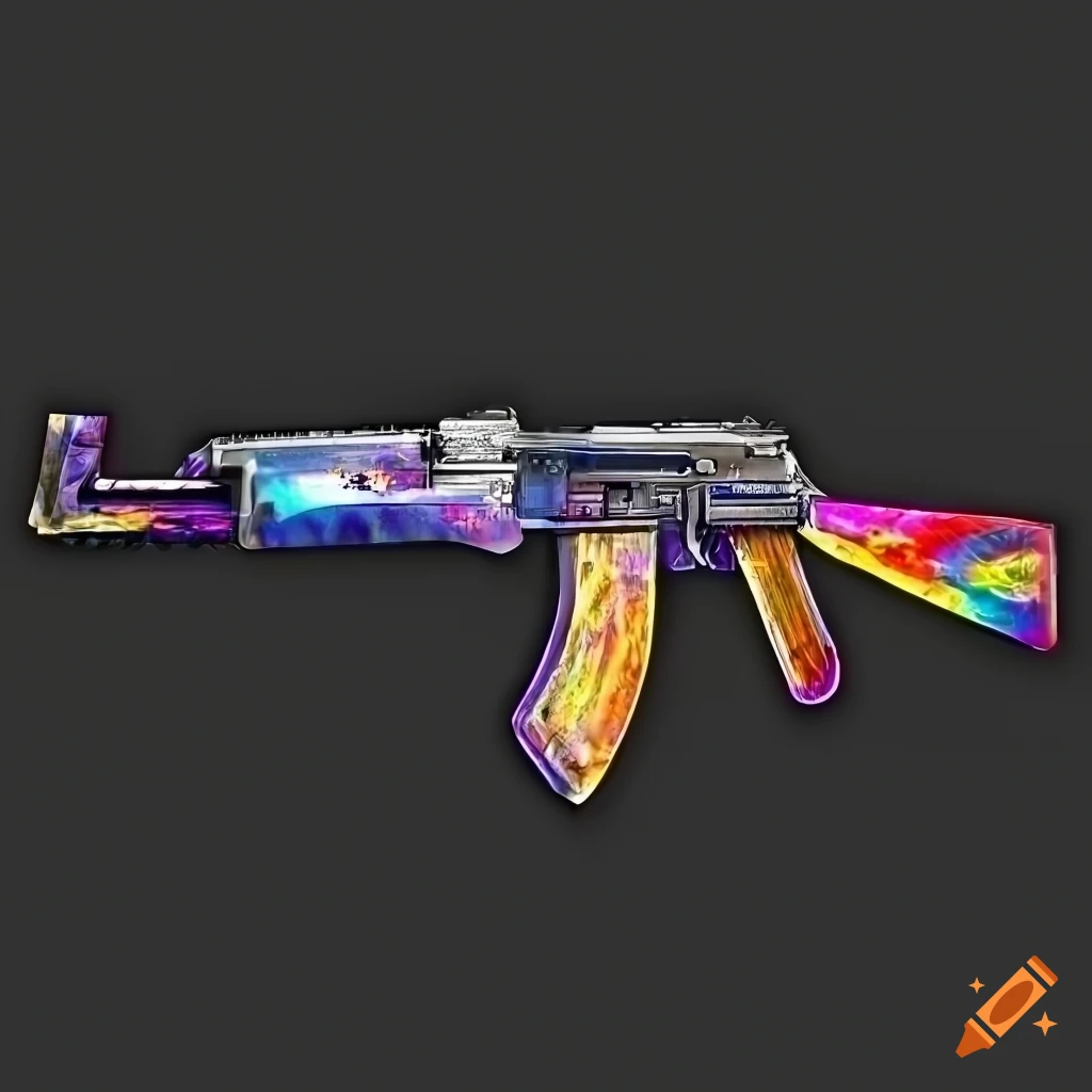 Custom skin for ak-47 on black background on Craiyon