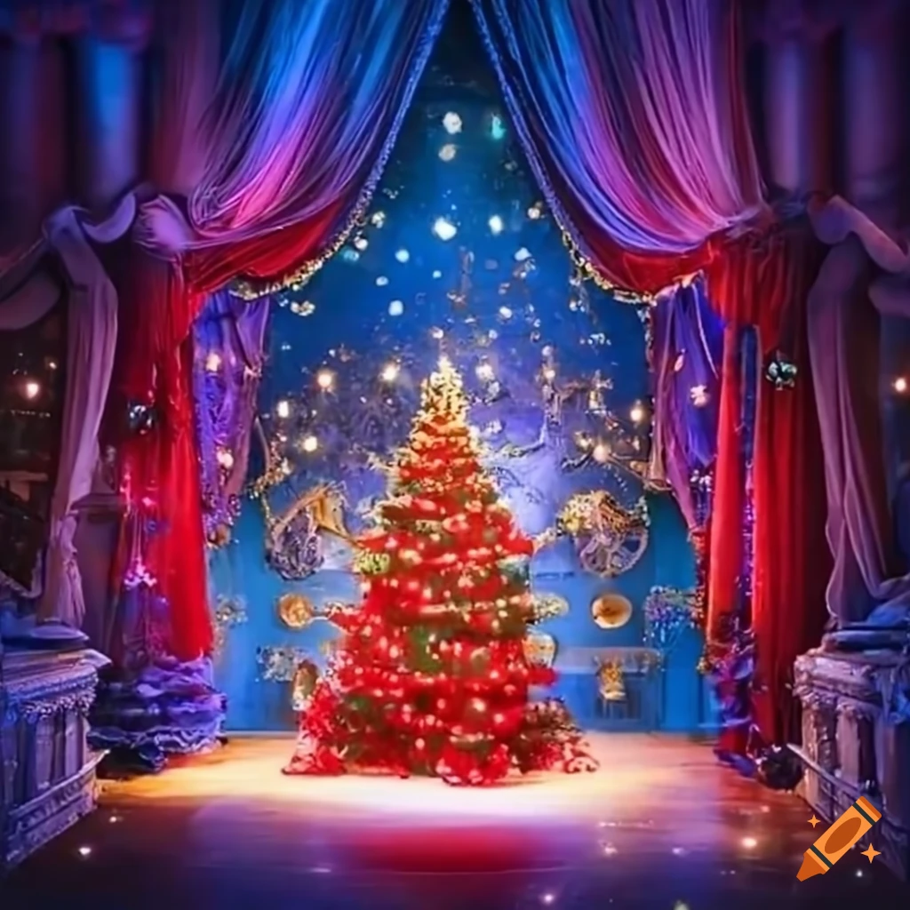 Enchanting christmas stage performance with glittering decorations on ...