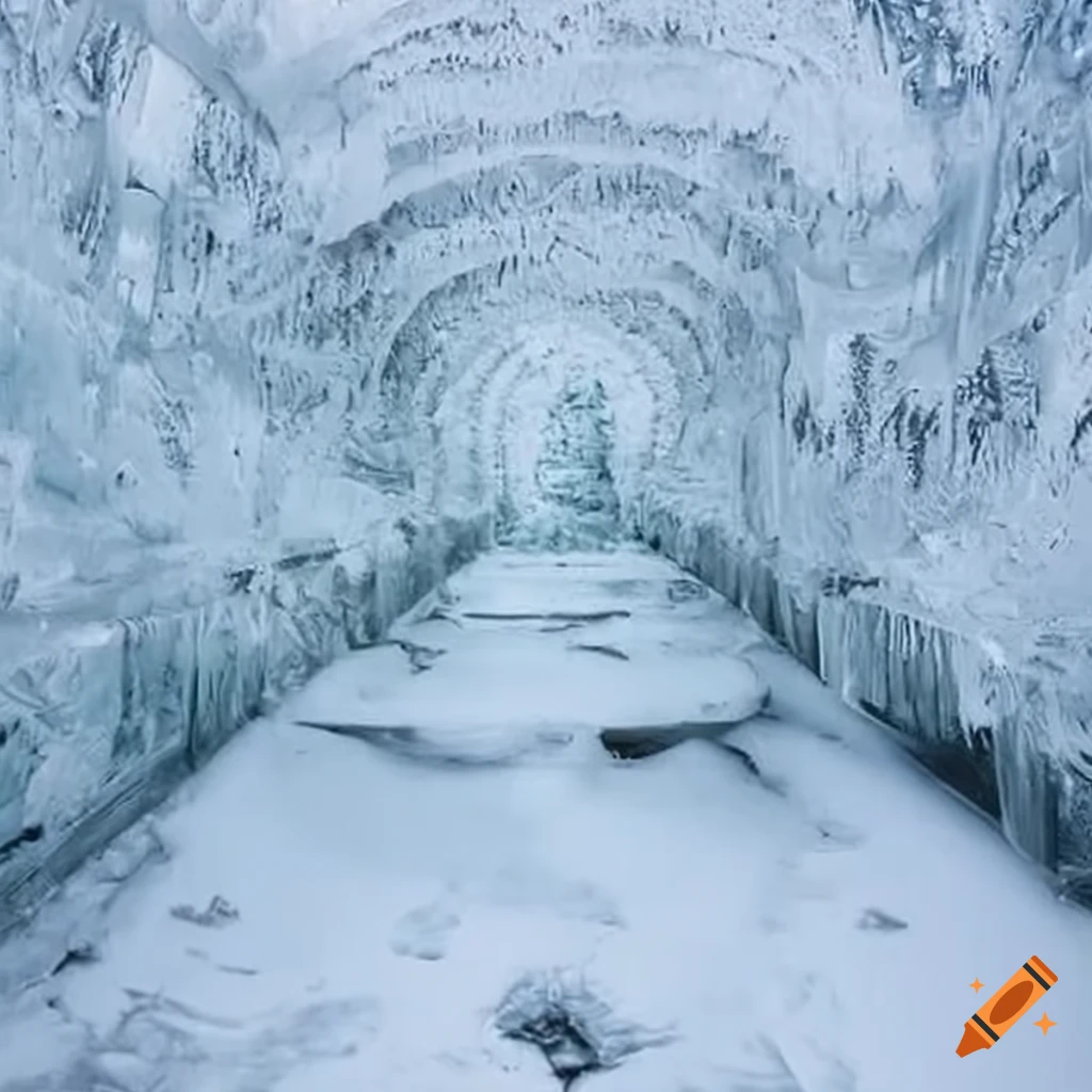 View from inside an icy frozen maze