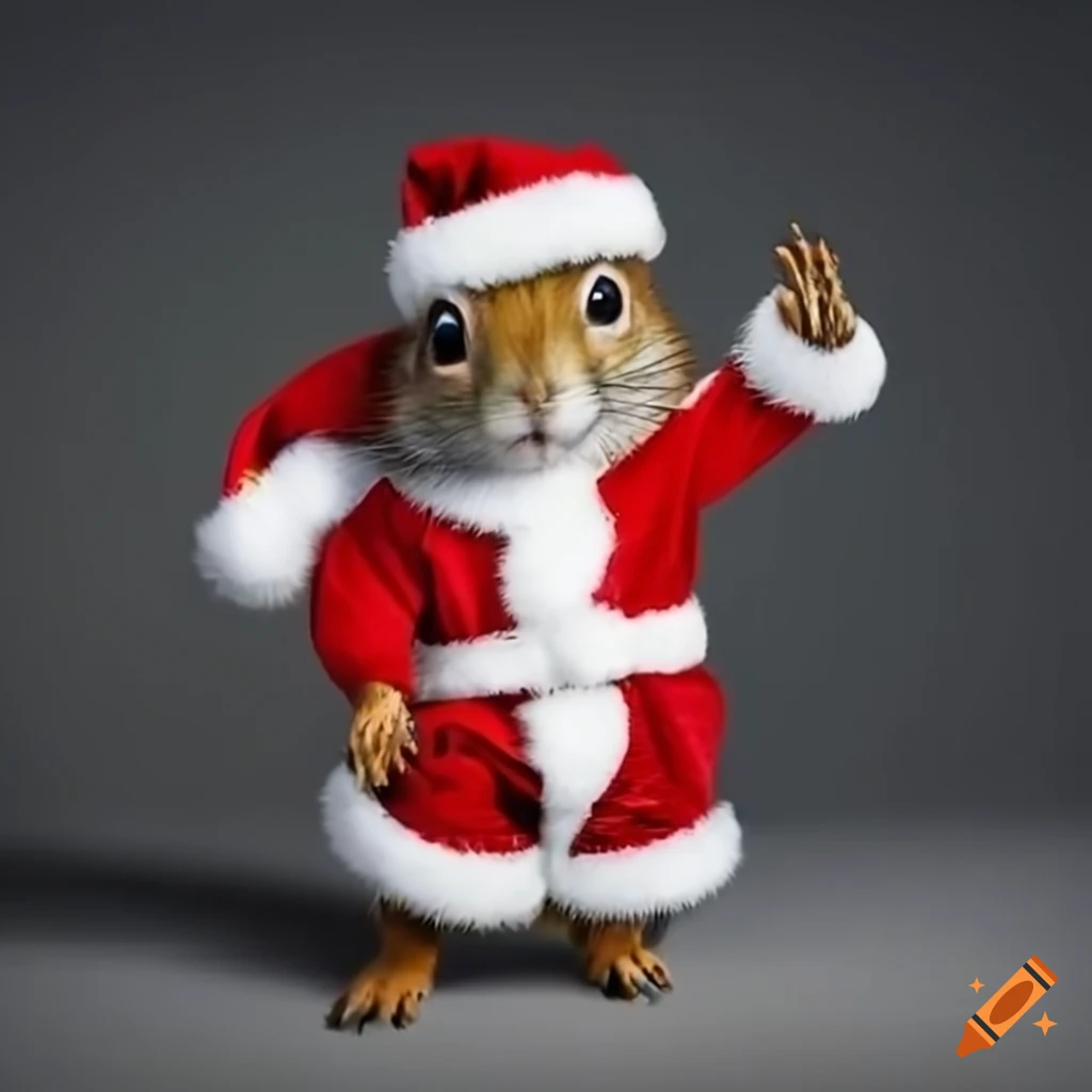 Squirrel wearing a Santa suit on Craiyon
