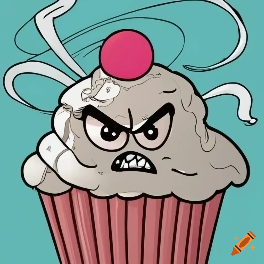 Angry cupcake coloring page on Craiyon