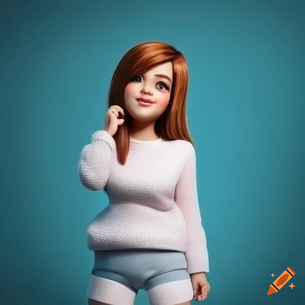 Realistic full body portrait of mabel pines in a pink sweater and white ...