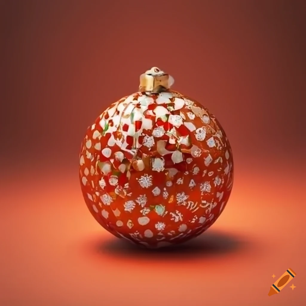 Spherical christmas gifts wrapped in orange paper on Craiyon