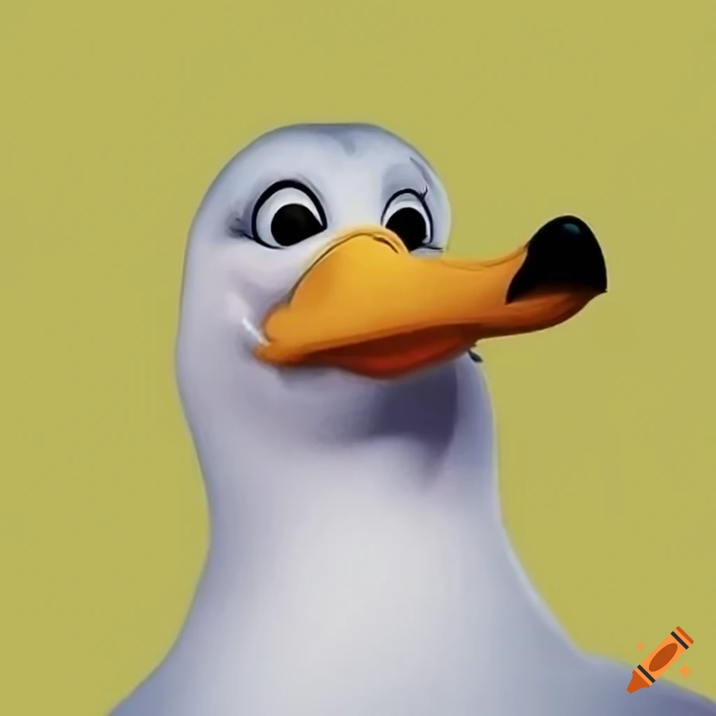 Bashfully blushing seagull in a cartoon style on Craiyon