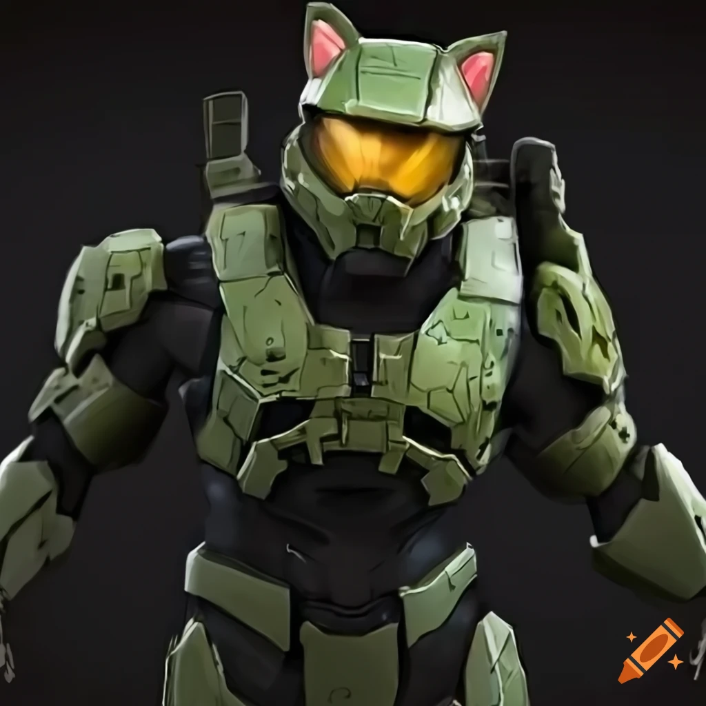 Master chief wearing cat ears on Craiyon