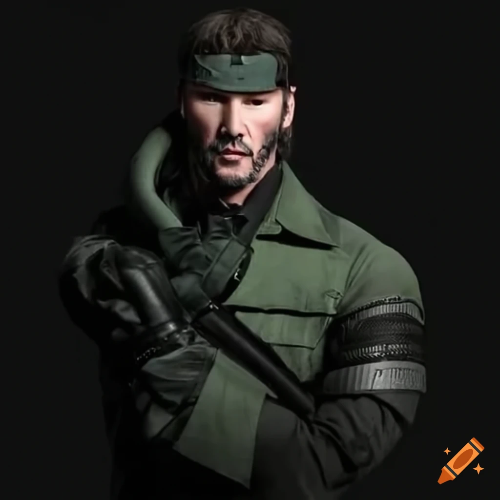 Keanu reeves portraying solid snake character on Craiyon